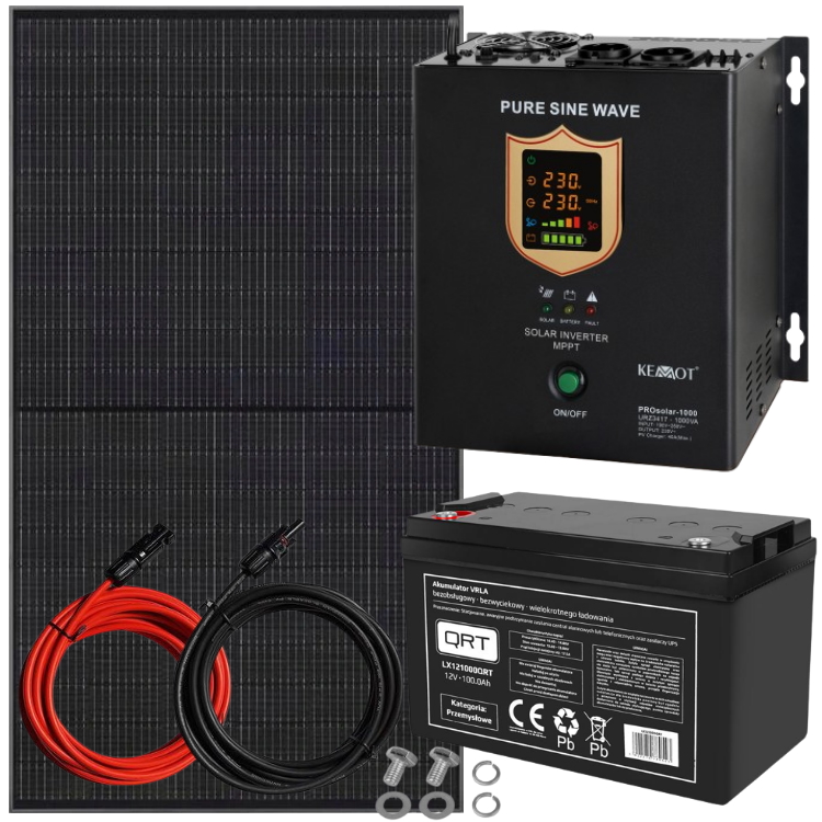 Zestaw solarny 1000W 12V Panel Akumulator 100Ah AGM MPPT